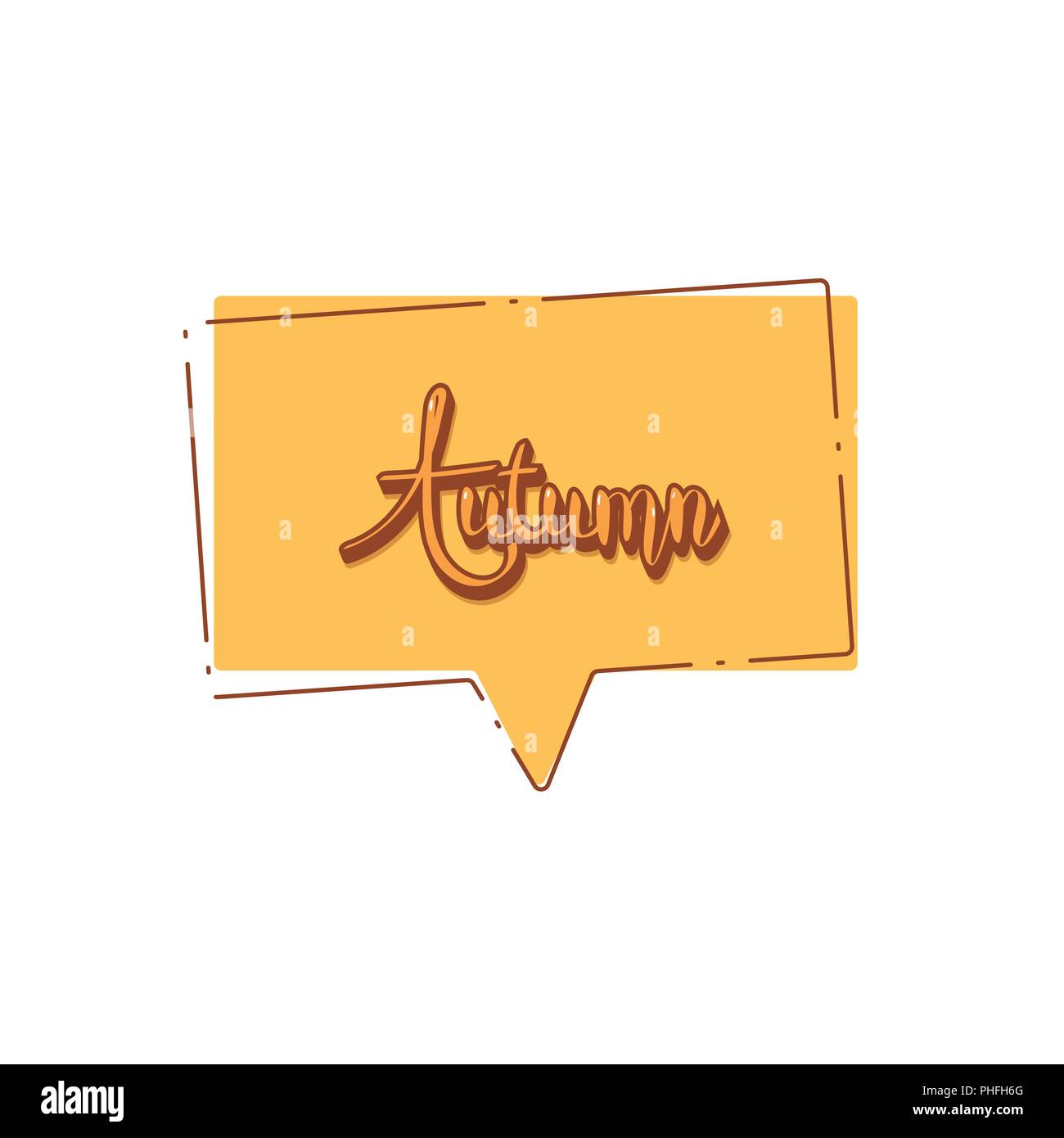 Autumn text speech bubble. Handwritten lettering with decoration ...
