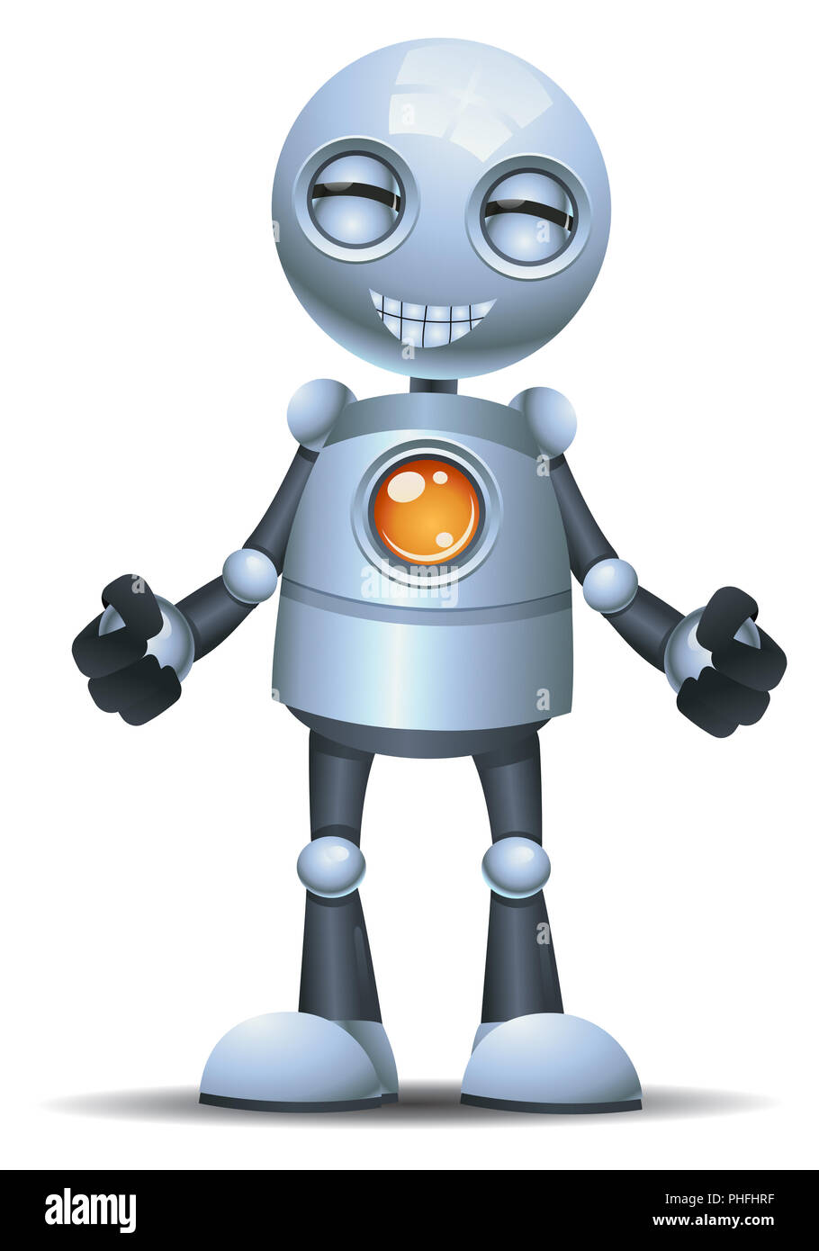 illustration of a little robot emotion in grinning face on isolated ...
