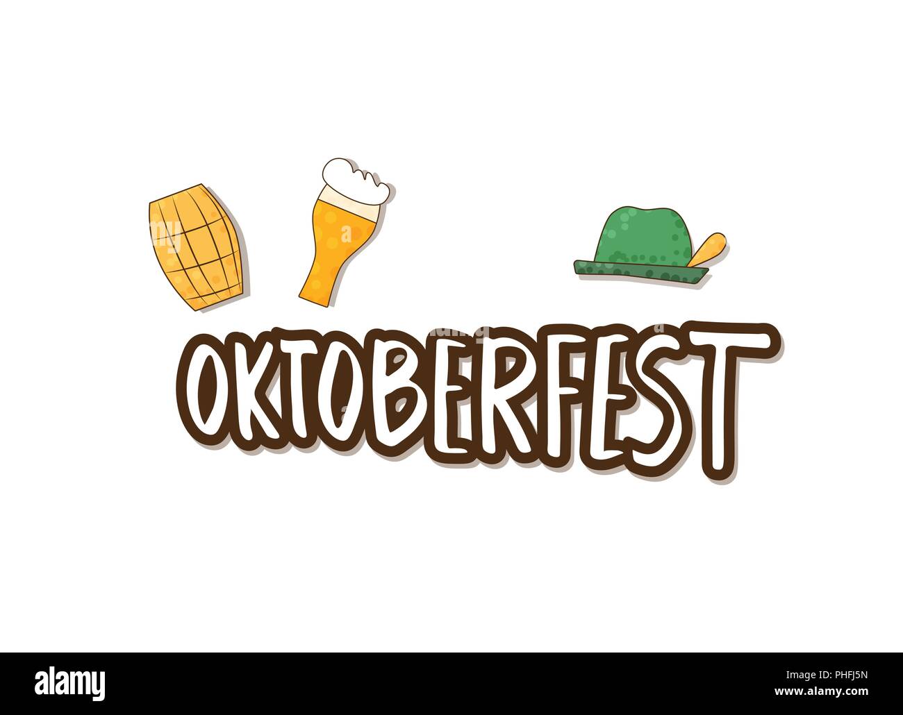 Oktoberfest lettering composition. Handwritten text with sticker beer ...