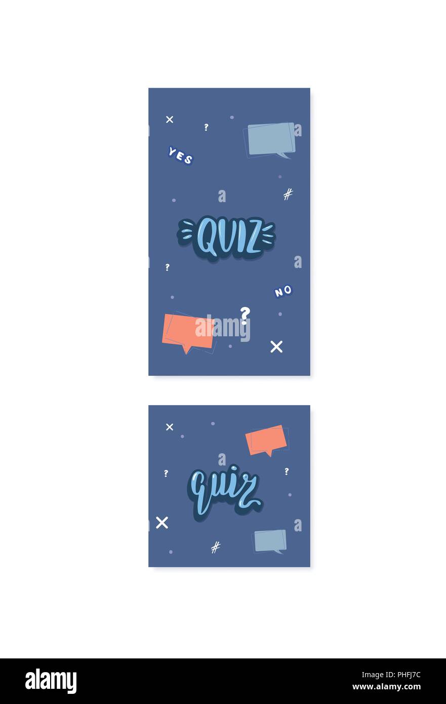 Quiz sticker on story and post screens. Handwritten lettering with ...
