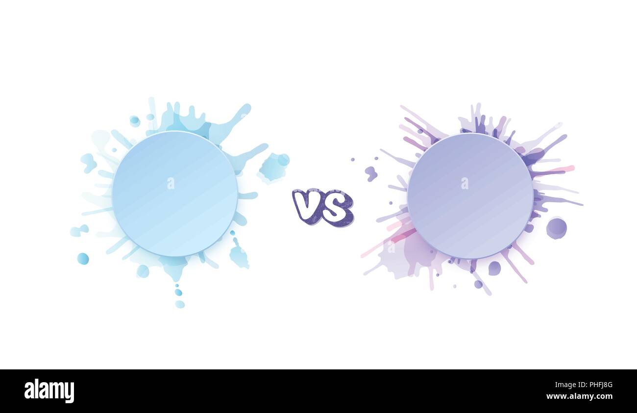 Versus template with round badges for text and watercolor splash. VS ...