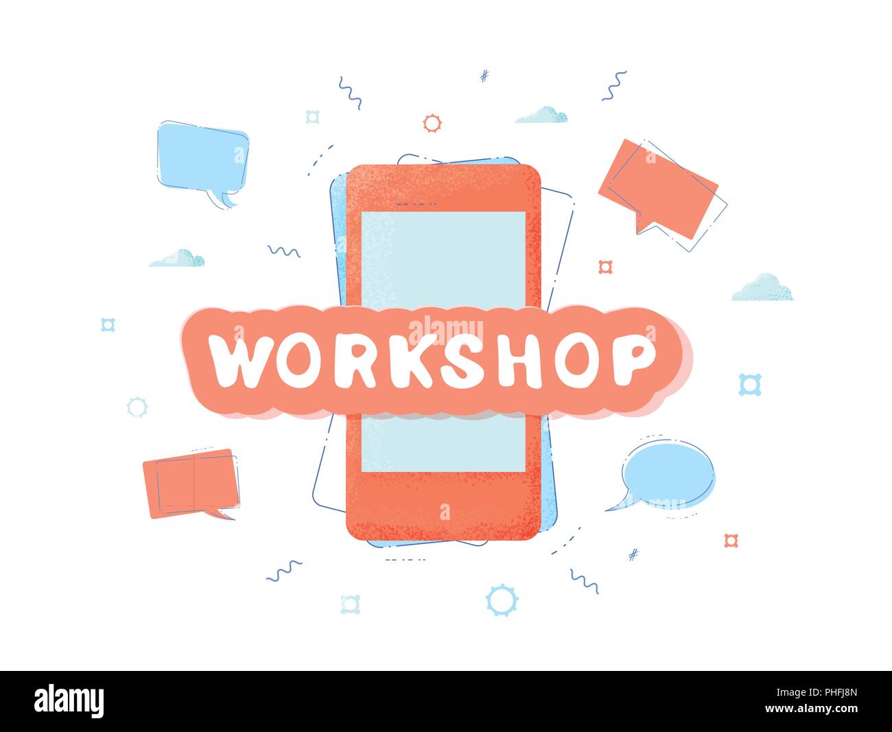 Workshop announcement composition. Template with handwritten lettering ...