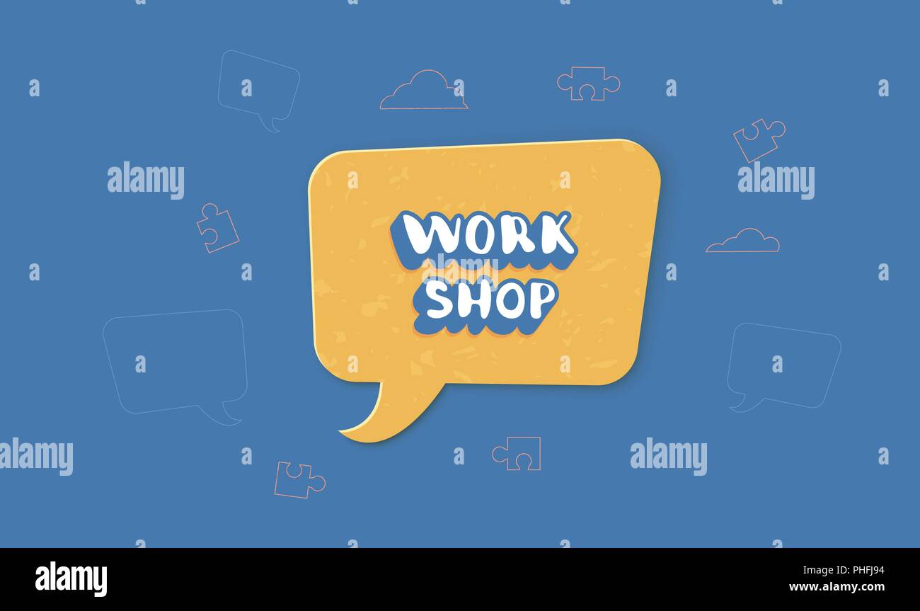 Workshop announcement composition. Template with handwritten lettering ...