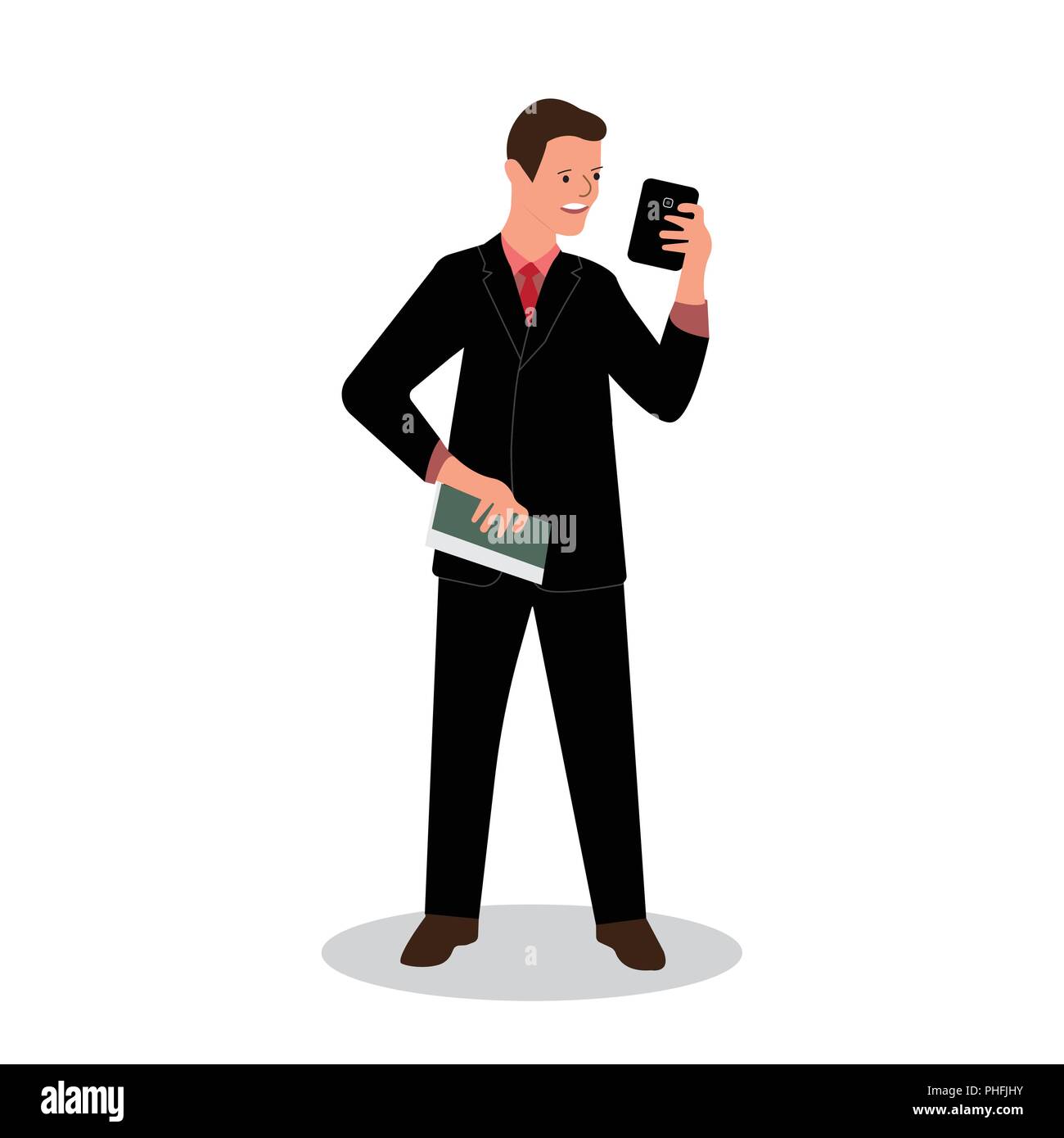 Excited Young Businessman Using Cell Stock Vector Images Alamy