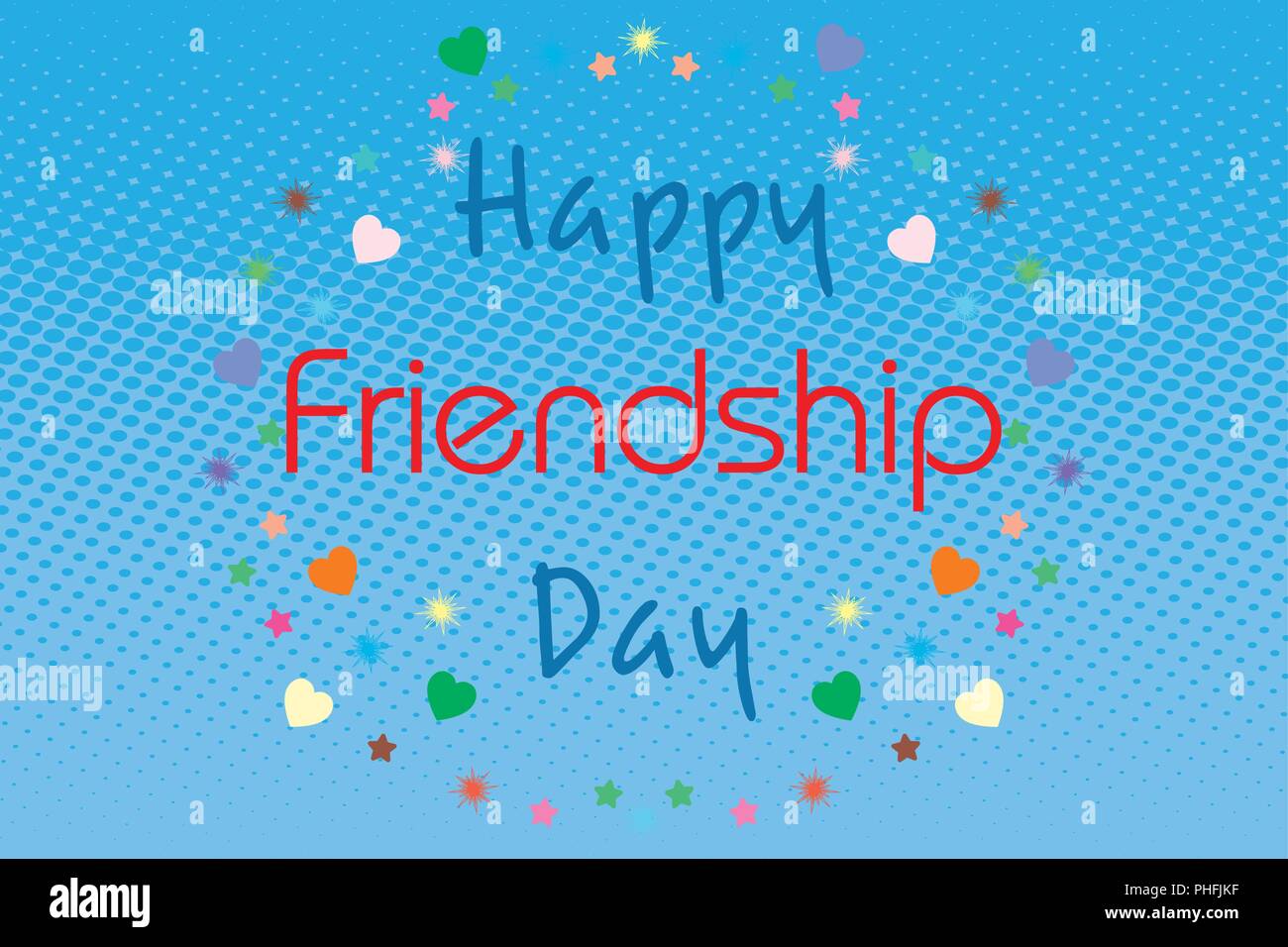 Vector illustration card with colourful text for friendship day Stock ...