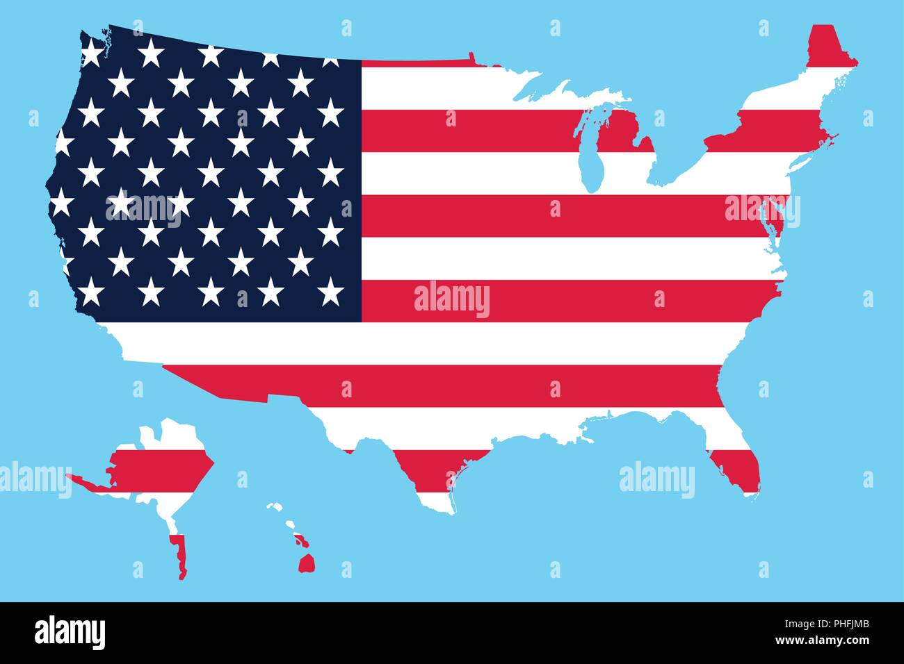 USA Map Flag on a blue background Stock Vector Image & Art - Alamy