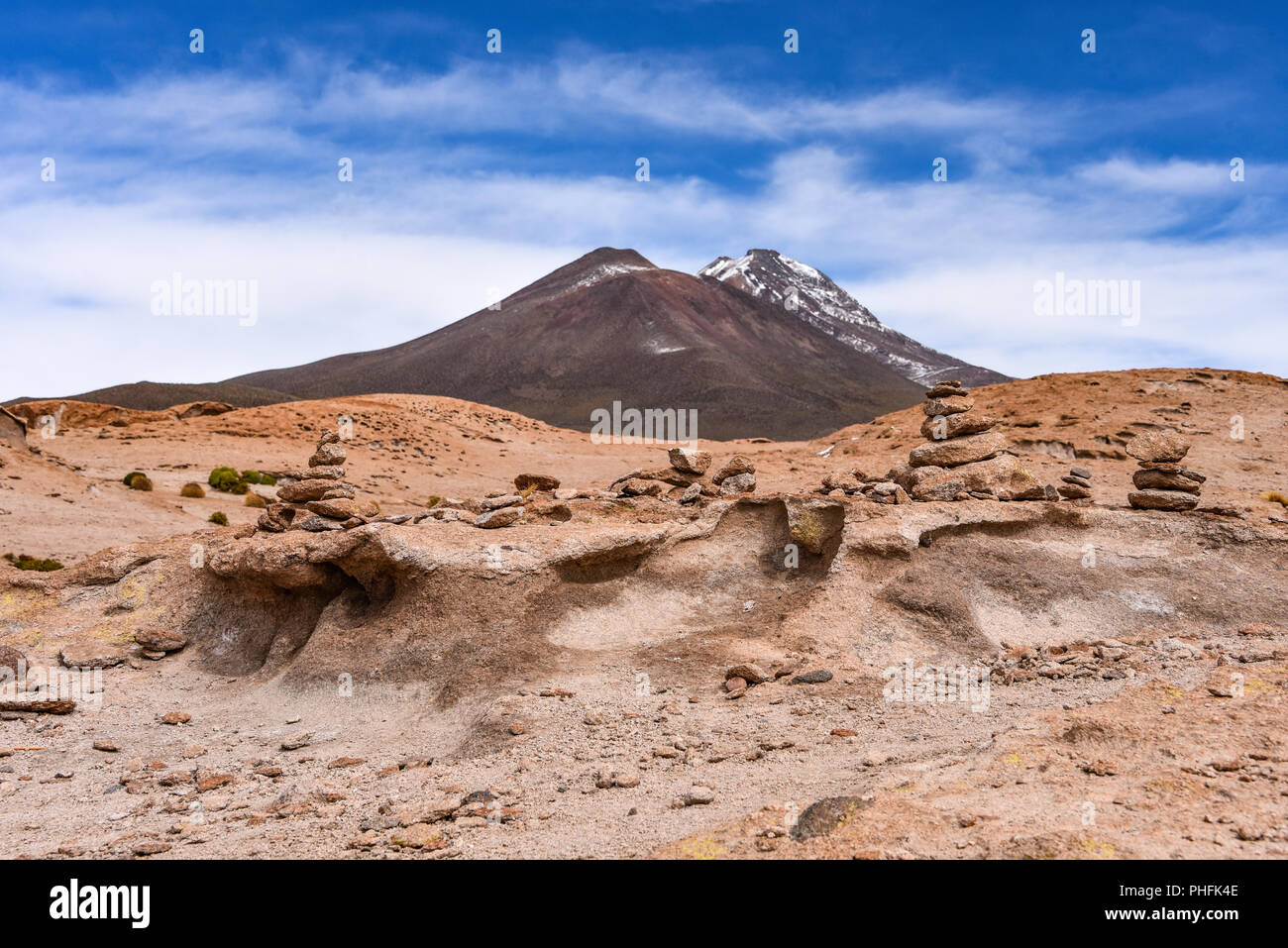 Lava rock formations of the Mirador Volcan Ollague, in the Nor Lipez ...