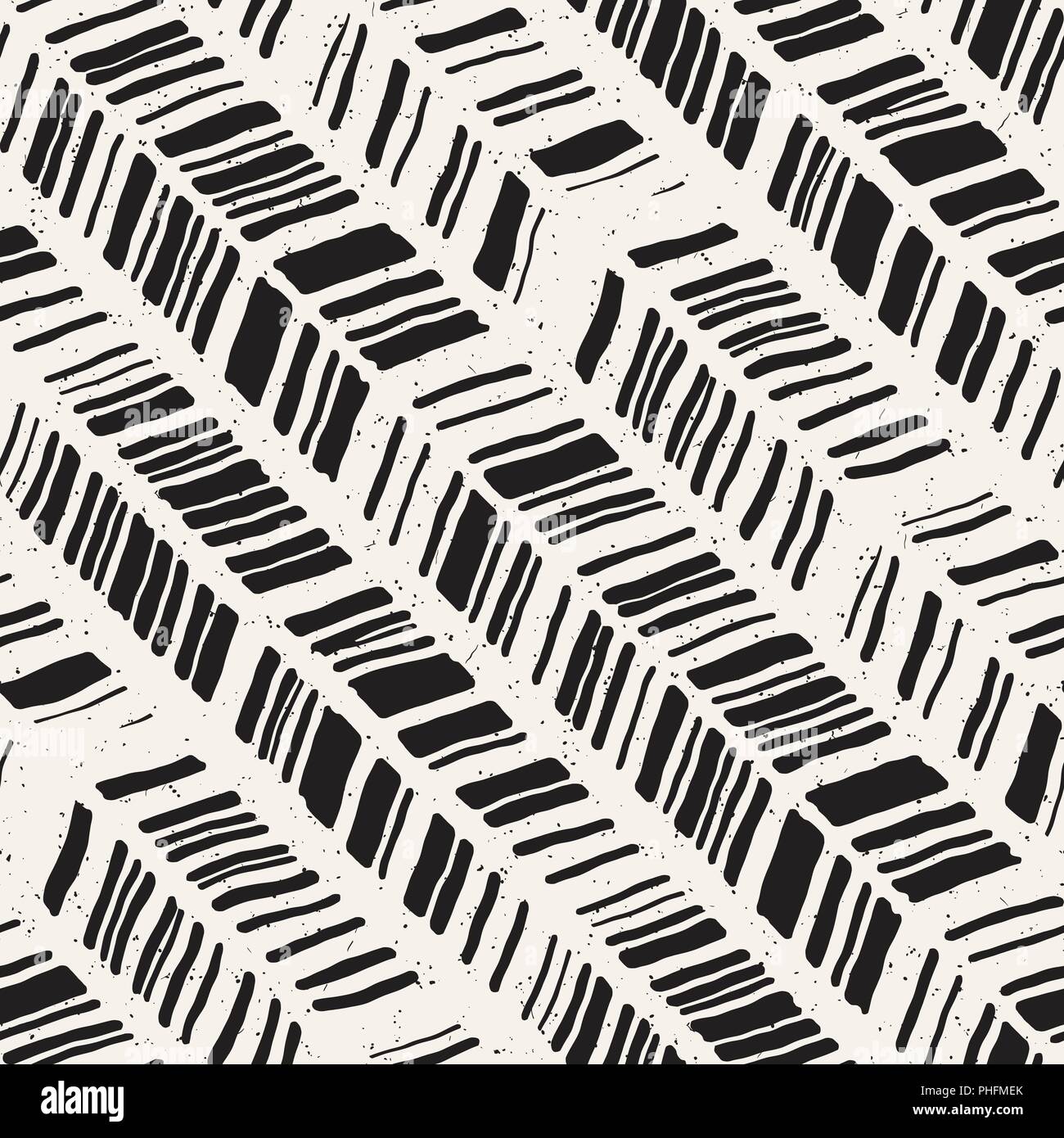 Seamless hand drawn style chevron pattern in black and white. Abstract ...