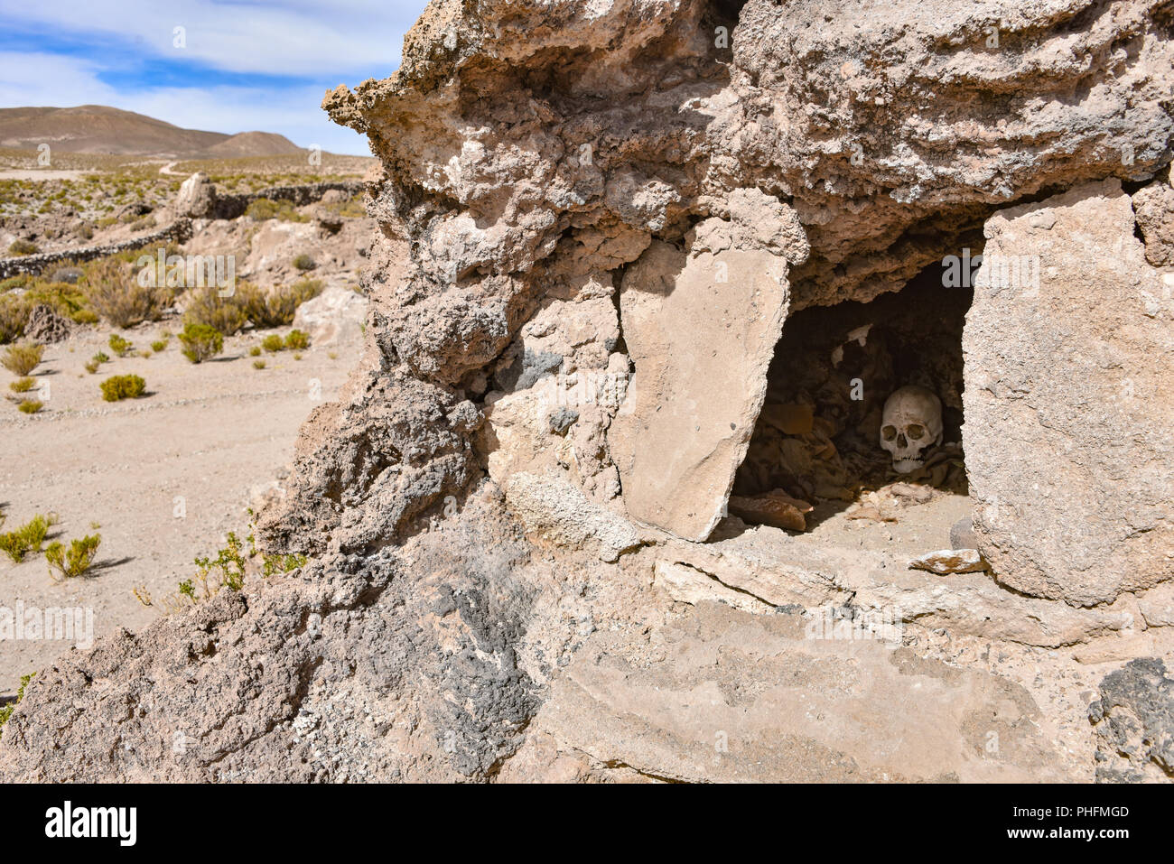 Ancient human remains buried in traditional Chullpas at the Necropolis ...