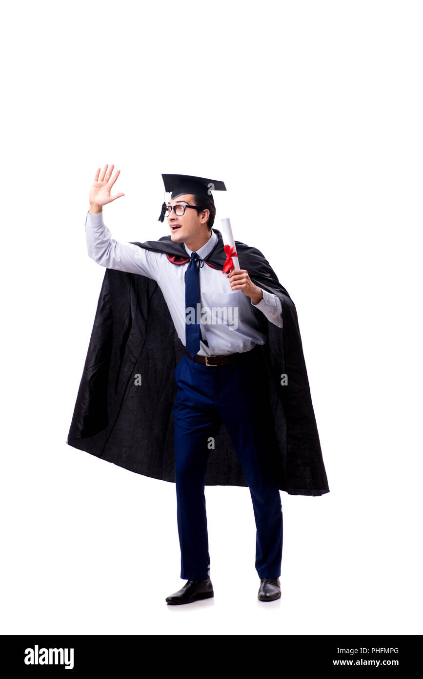 Student graduate isolated on white background Stock Photo - Alamy