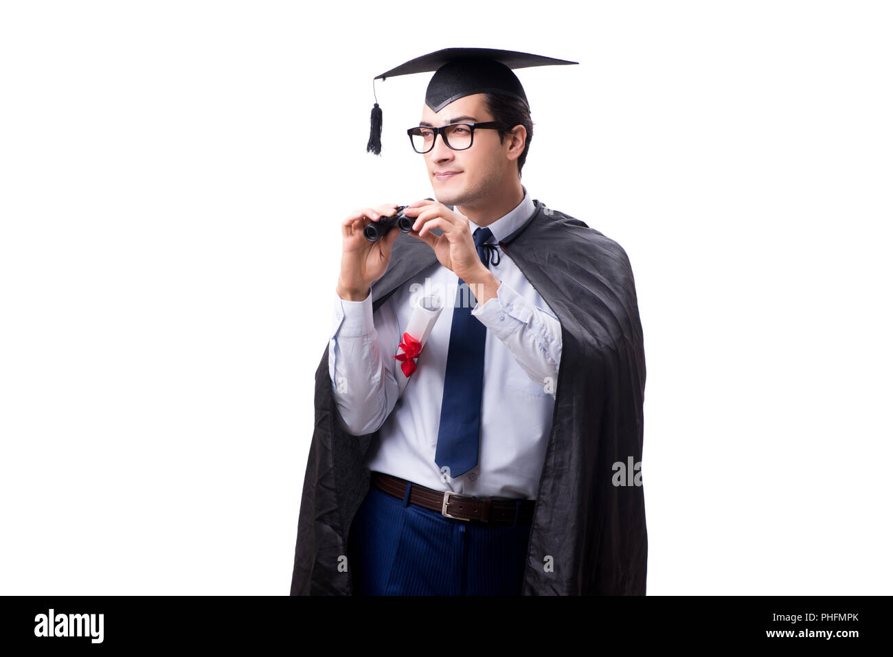 Student graduate isolated on white background Stock Photo - Alamy