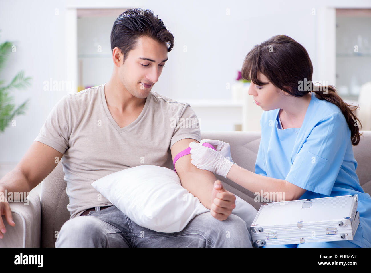Patient getting blood transfusion in hospital clinic Stock Photo - Alamy