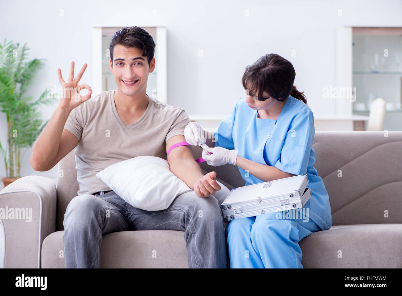 Patient getting blood transfusion in hospital clinic Stock Photo - Alamy