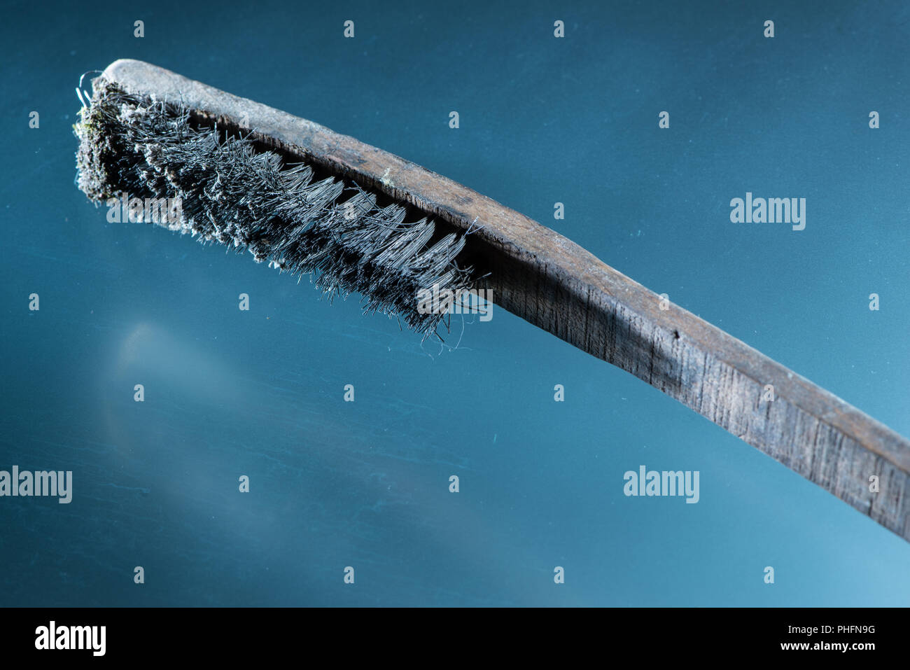 Wire Brush in Blue Stock Photo - Alamy