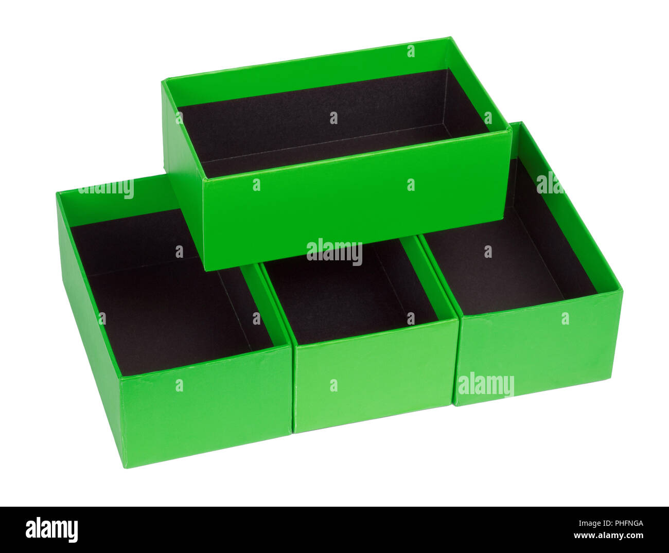 Green boxes wish black velvet Stock Photo - Alamy