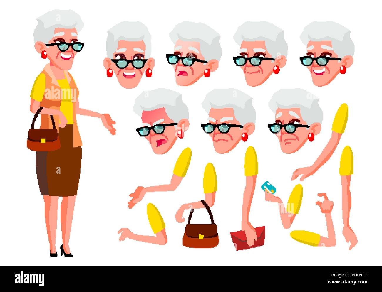Old Woman Vector. Senior Person. Aged, Elderly People. Pretty. Face ...