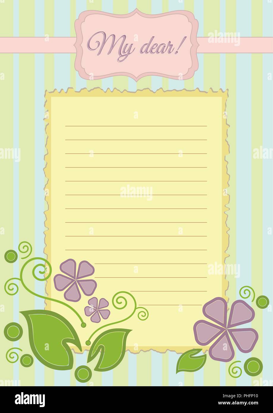 Paper for letters, Blank sheet, Beautiful note paper Stock Vector Image ...