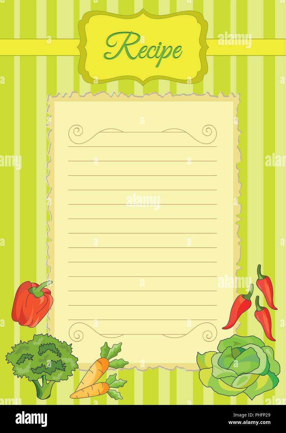 Beautiful paper for culinary notes, Recipe paper Stock Vector Image ...