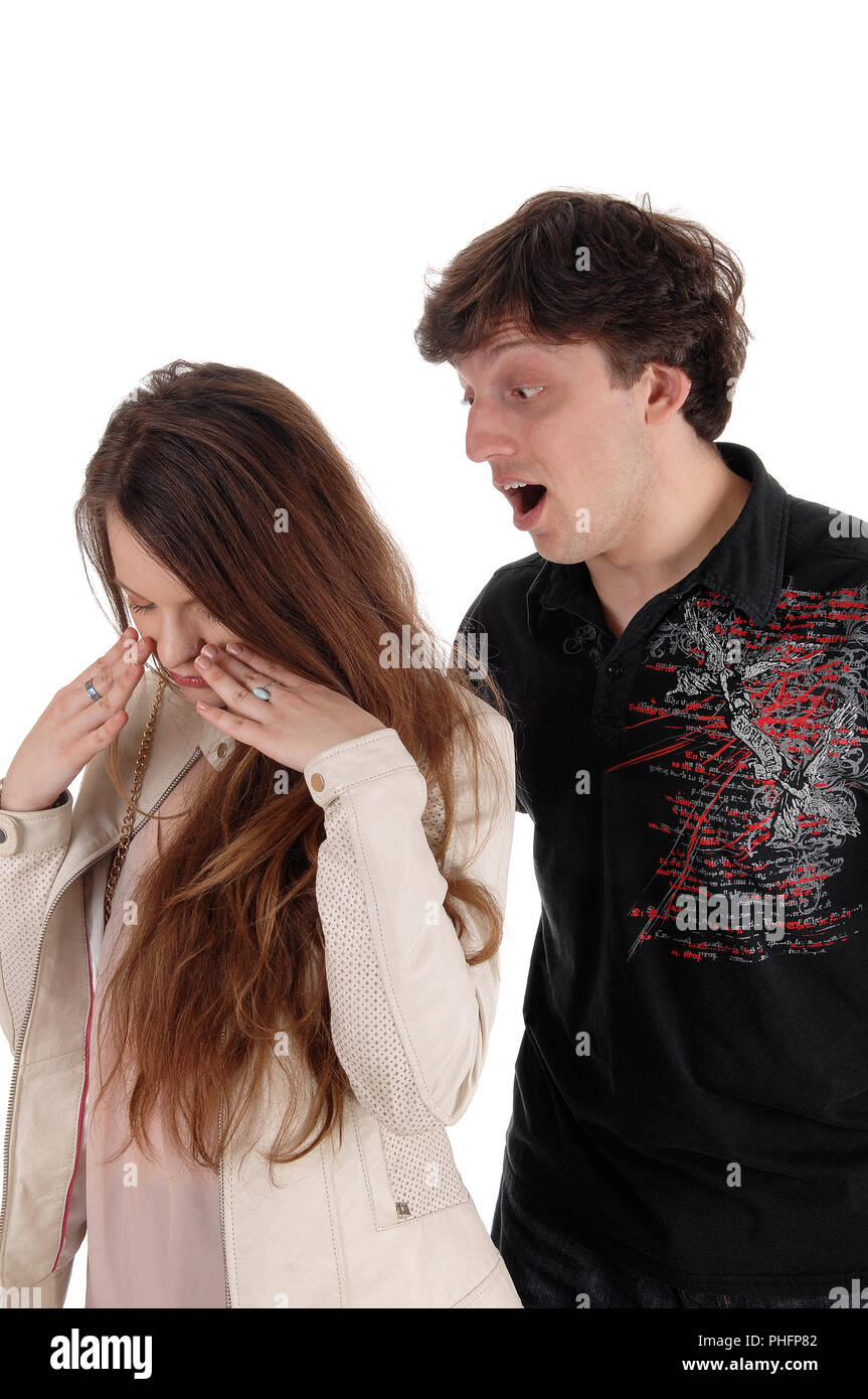 Man shouting angry at his girlfriend Stock Photo - Alamy