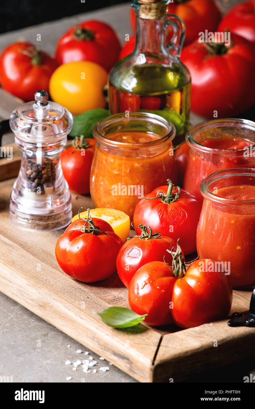 Variety of tomato sauces Stock Photo - Alamy