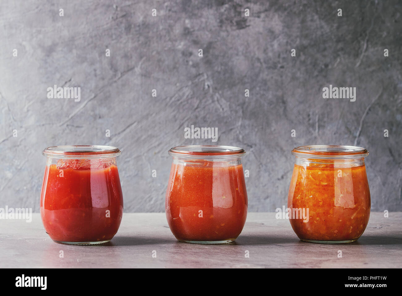 Variety of tomato sauces Stock Photo - Alamy