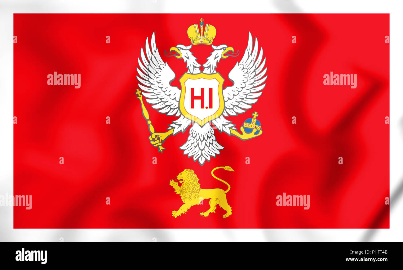 3D Flag of Principality of Montenegro (1878-1910). 3D Illustration ...