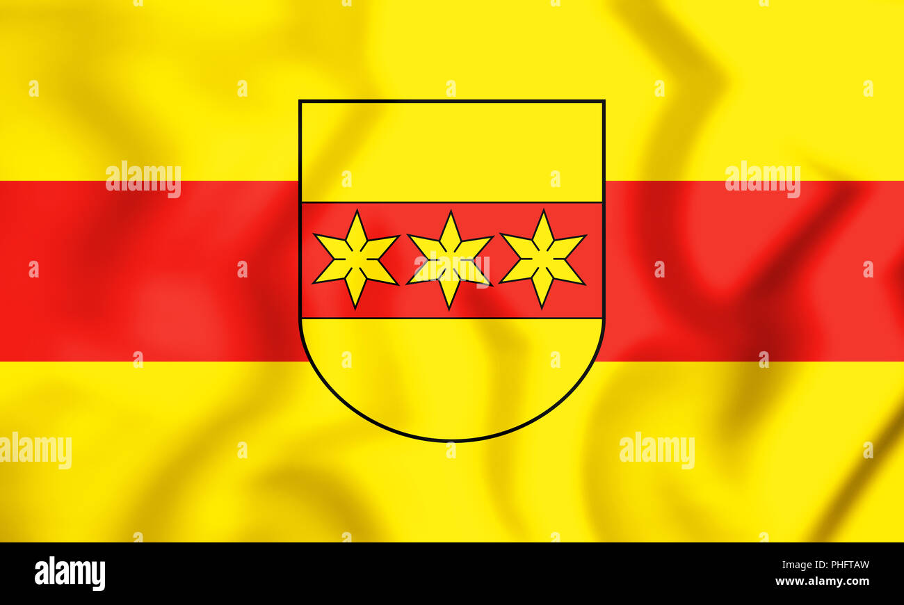 3D Flag of Rheine (North Rhine-Westphalia), Germany. 3D Illustration ...