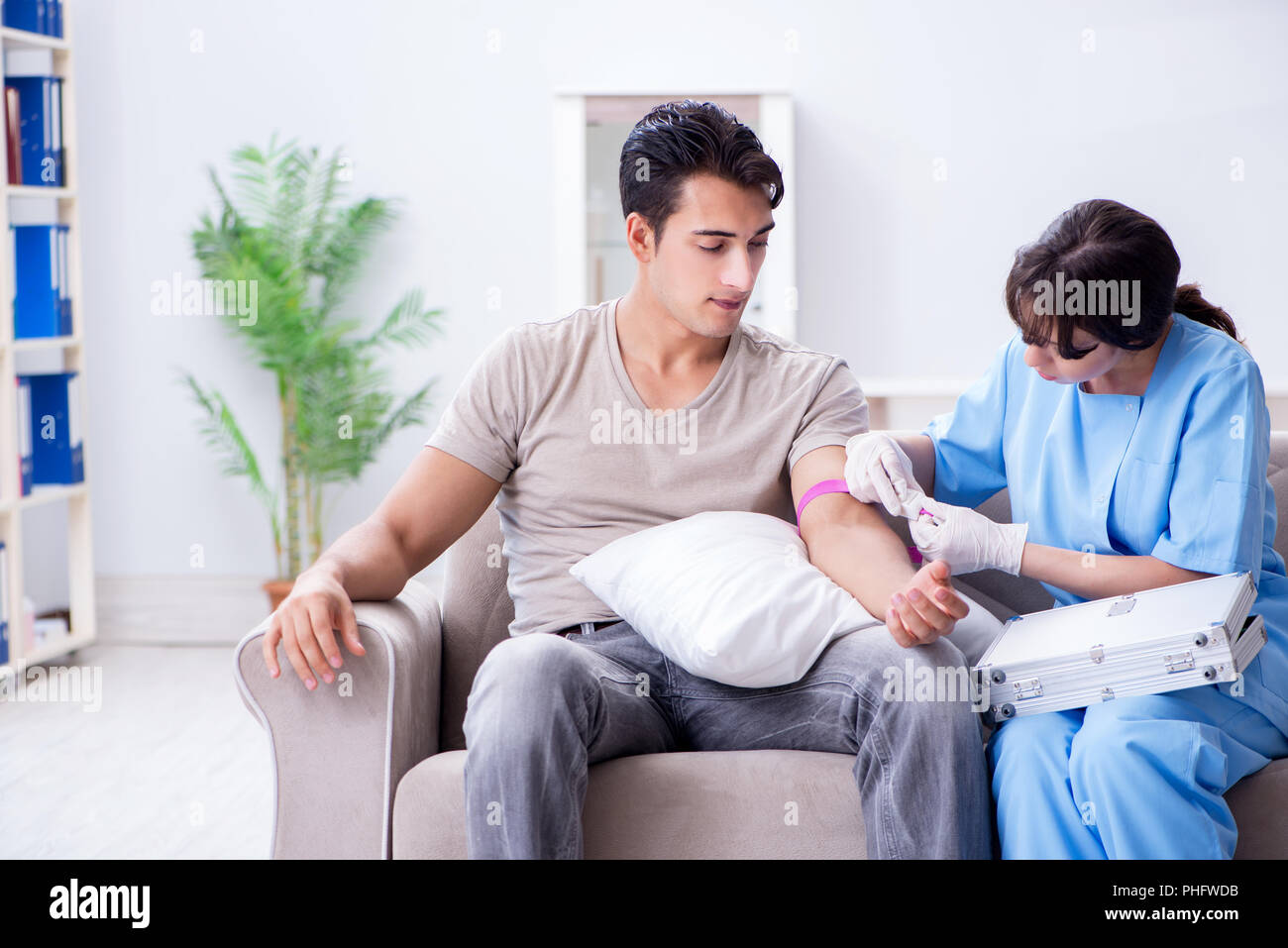 Patient getting blood transfusion in hospital clinic Stock Photo - Alamy