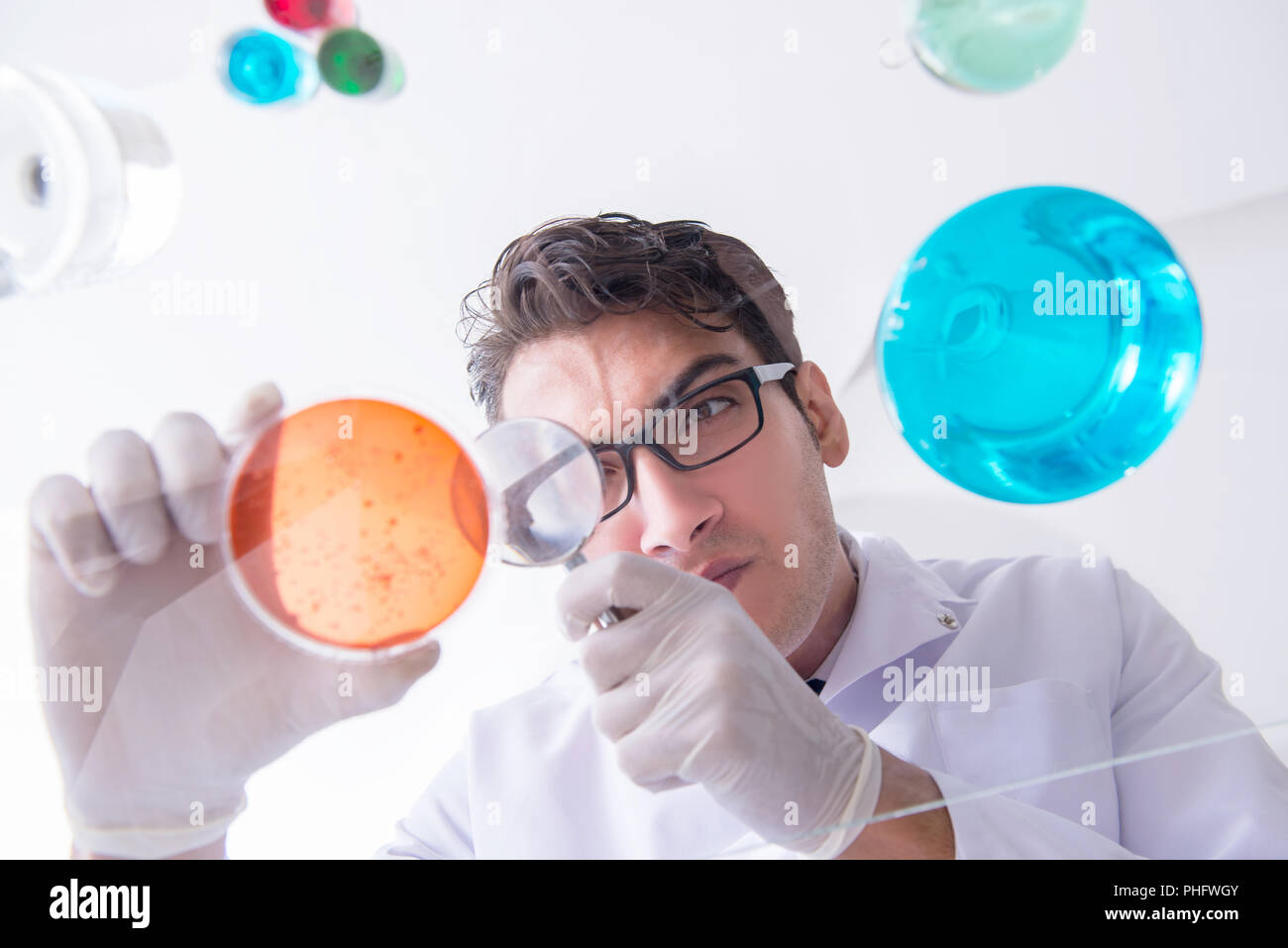 Chemist working in the laboratory with hazardous chemicals Stock Photo ...