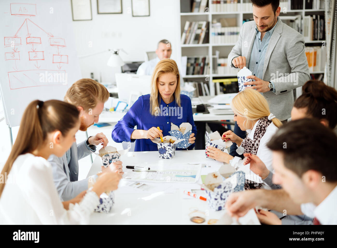 Food eating at informal meeting hi-res stock photography and images - Alamy