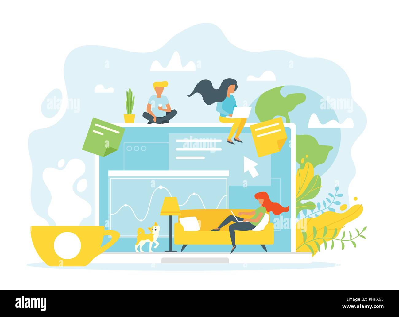 Workplace modern laptop different Stock Vector Images - Alamy