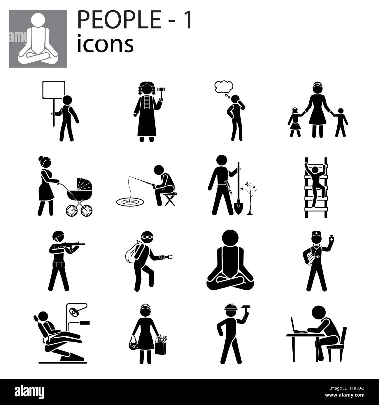 Vector man gymnastics black icon hi-res stock photography and images ...