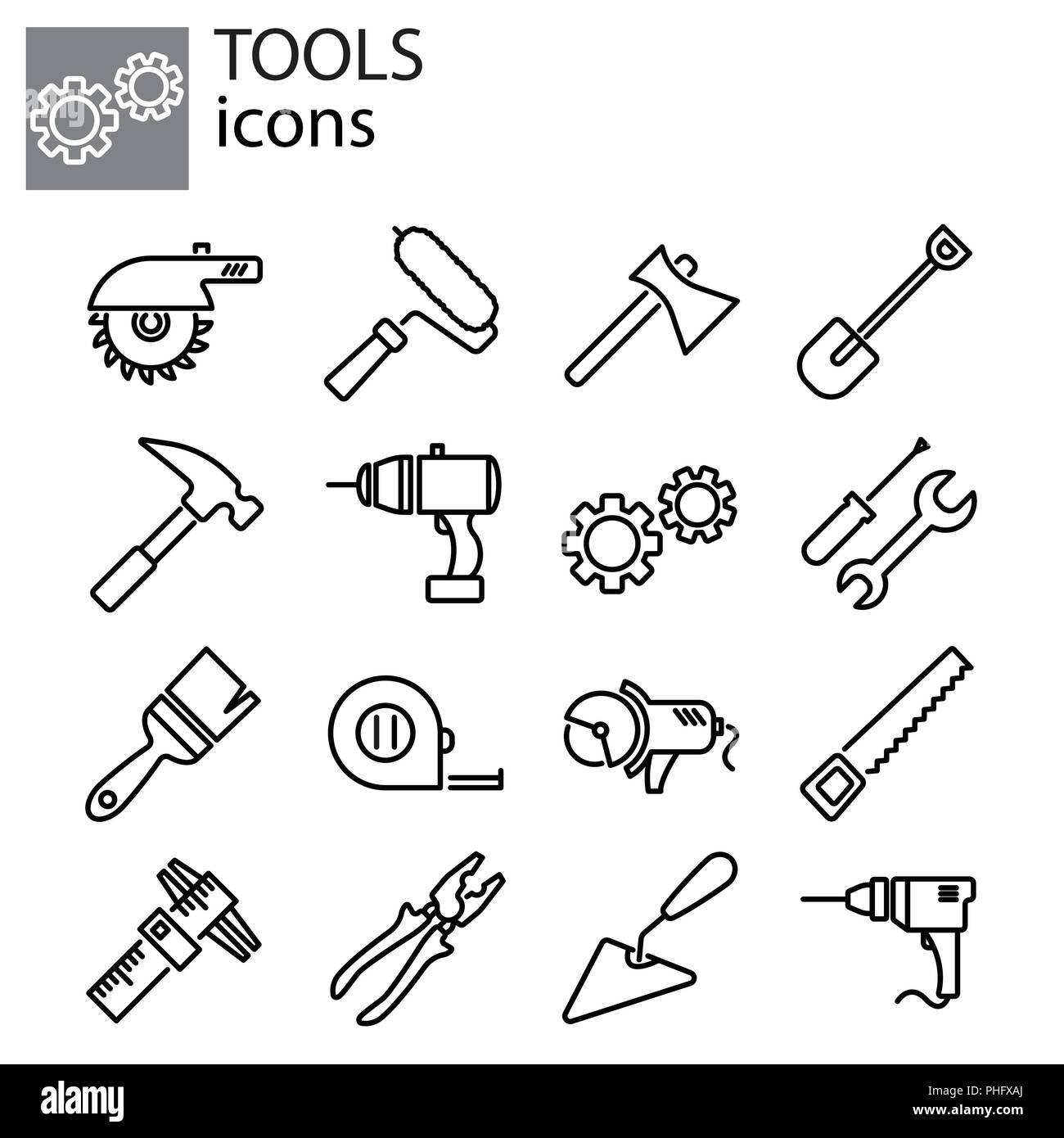 Web icons set. Tools black on white background Stock Vector Image & Art ...