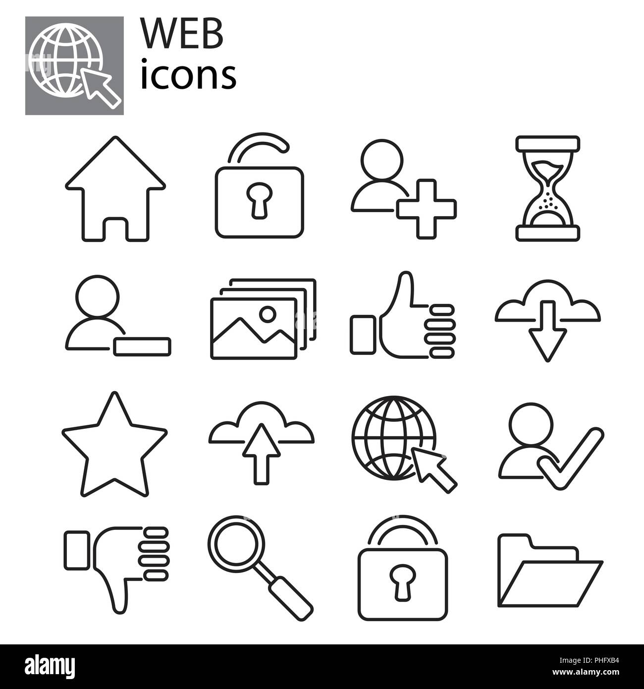 Web icons set - Basic web icons, web communication Stock Vector Image ...