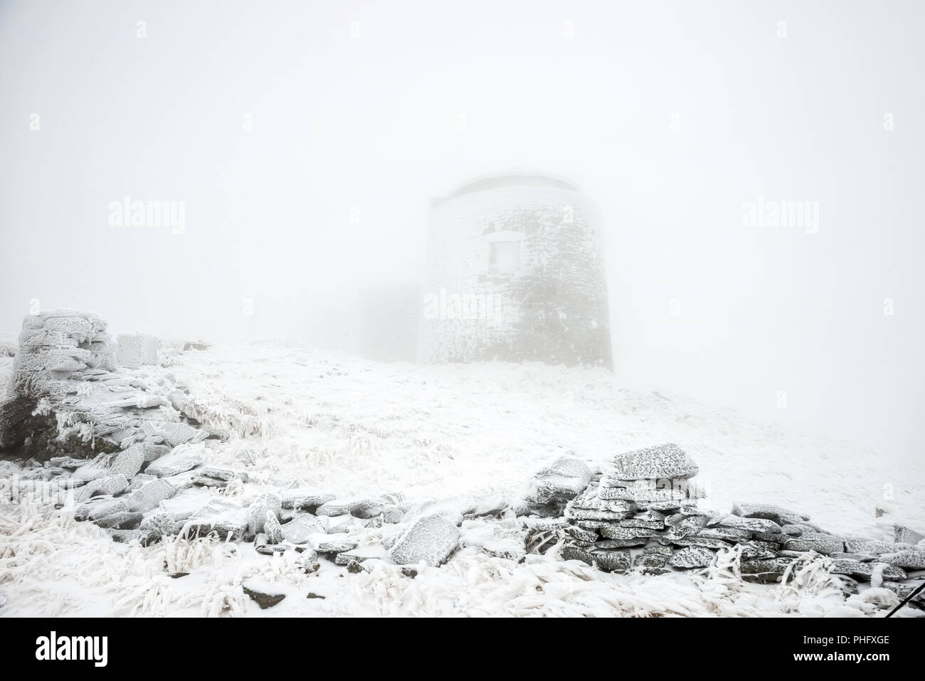 Old castle in snow storm Stock Photo - Alamy