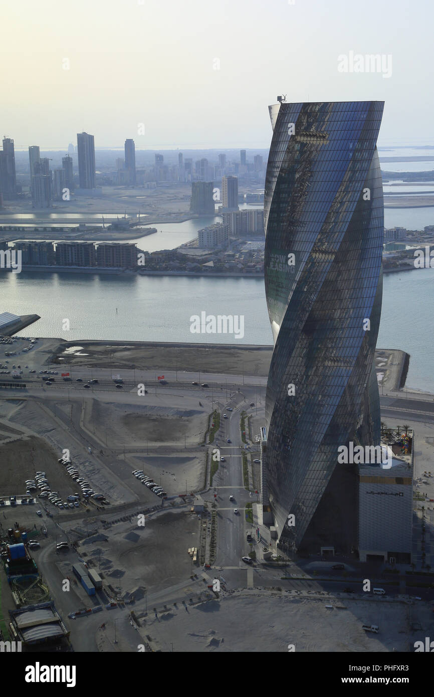 Twisted tower Wyndham Grand Manama in capital of Bahrain Stock Photo ...
