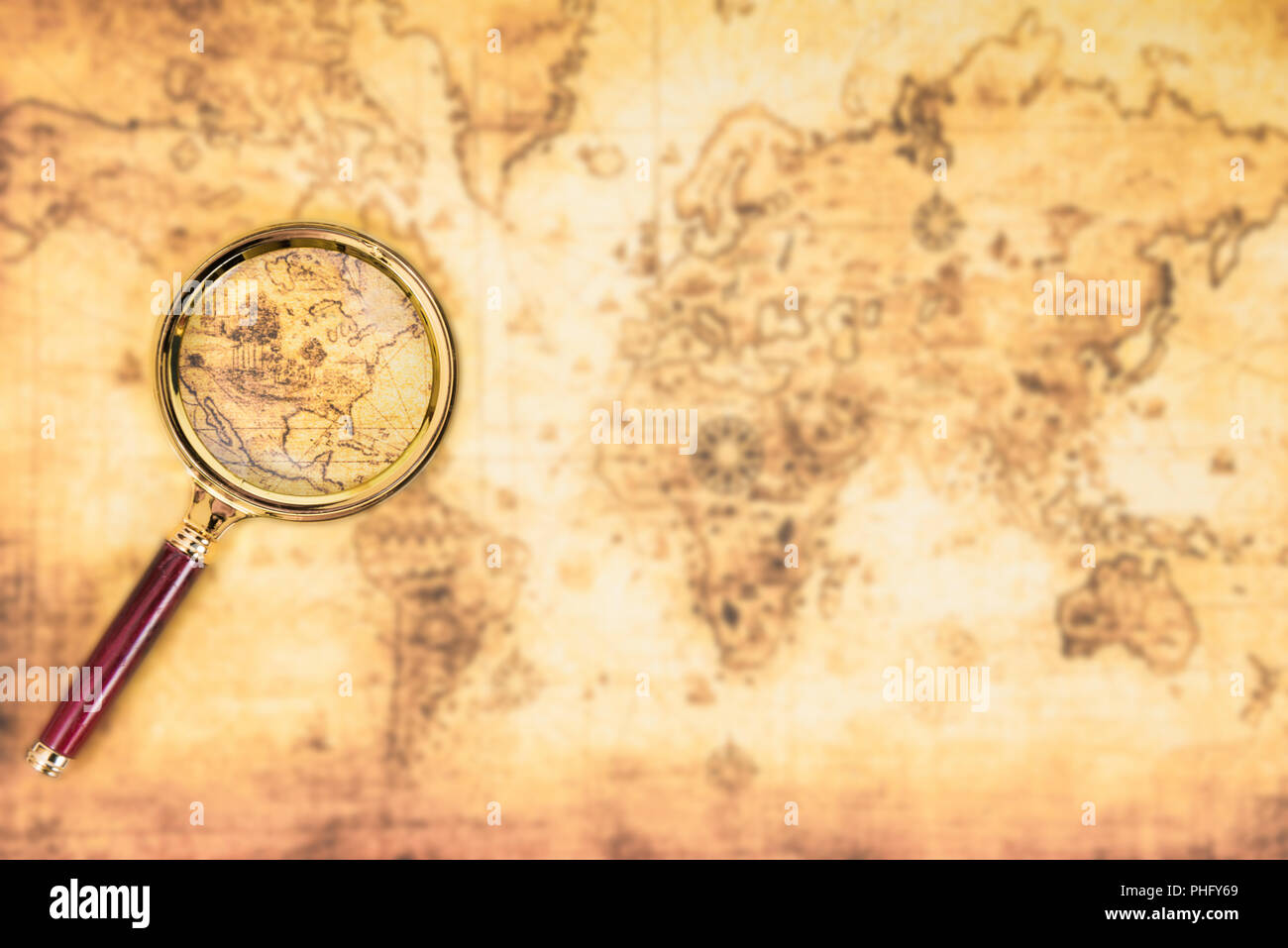 Magnifying glass old map hi-res stock photography and images - Alamy