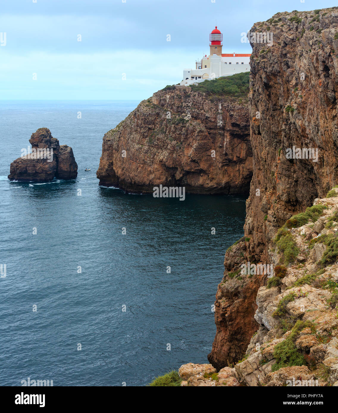 Lighthouse on Cape St. Vincent, Algarve, southern Portugal Stock Photo ...