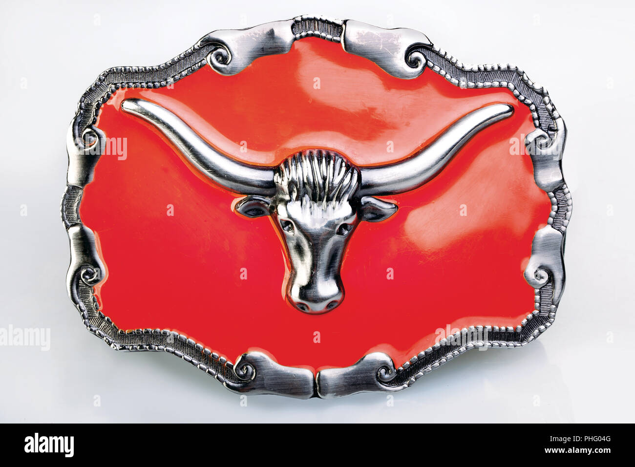 Red Metal buckle of the belt on a white ground Stock Photo - Alamy