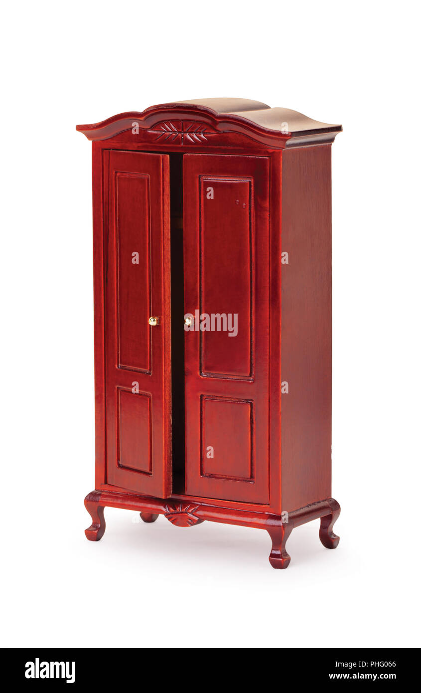 A wooden cabinet with a white background Stock Photo - Alamy
