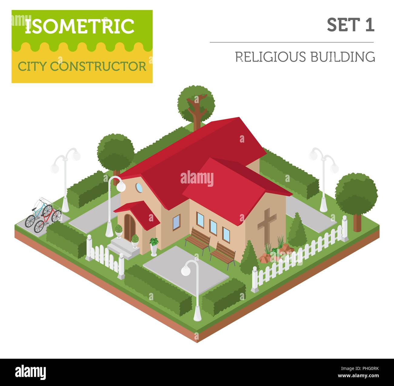 Church construction icon isometric Stock Vector Images - Alamy