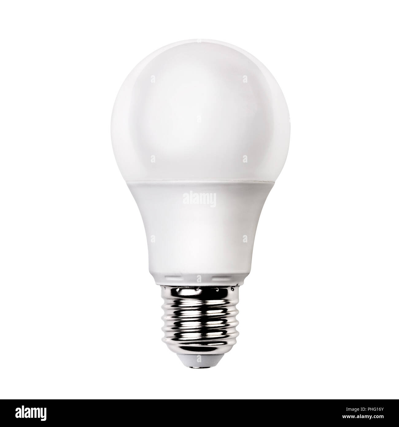 White opaque round energy saving light bulb isolated on white ...