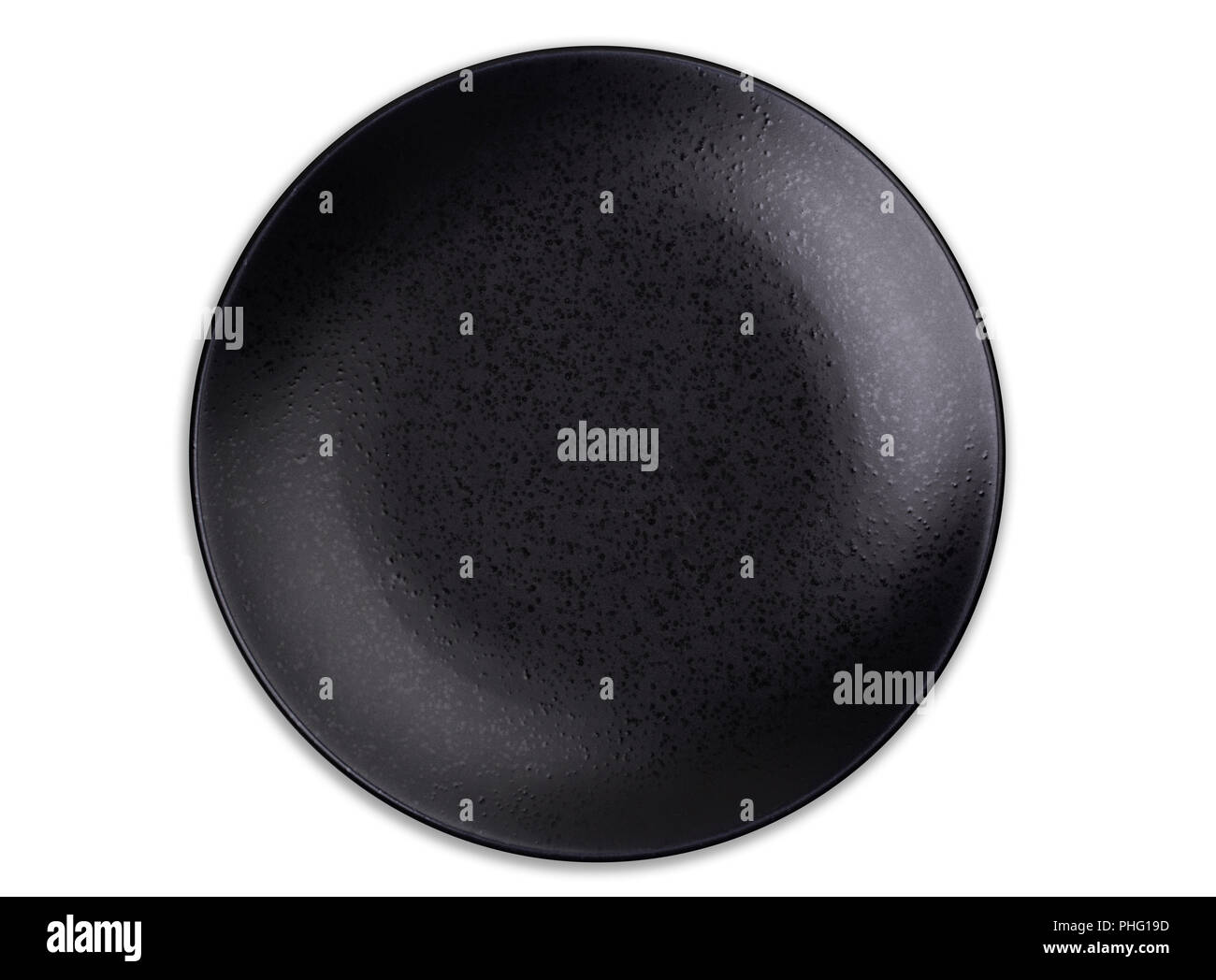 Black Plate top view on white background Stock Photo - Alamy