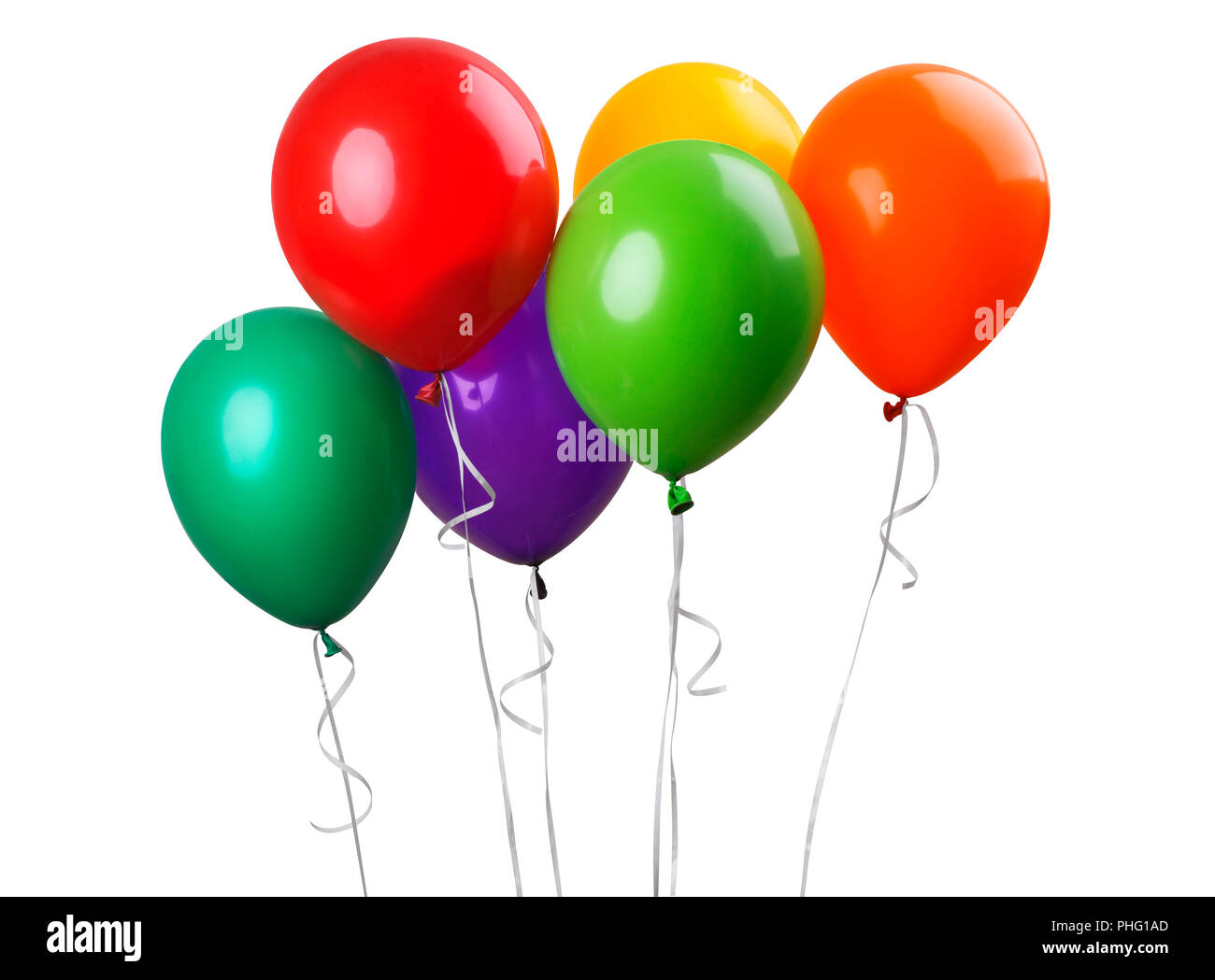 Six balloons isolated on a white background. Party decoration for ...