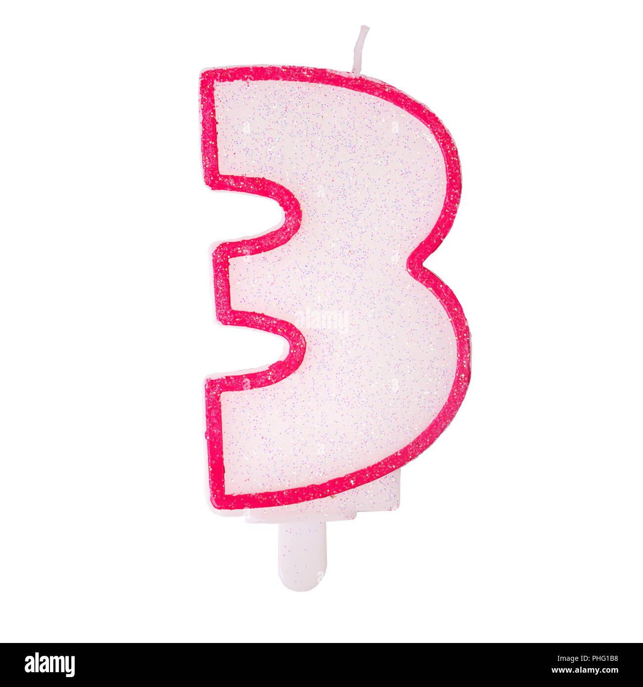 Candle number three (3) isolated on white background Stock Photo - Alamy