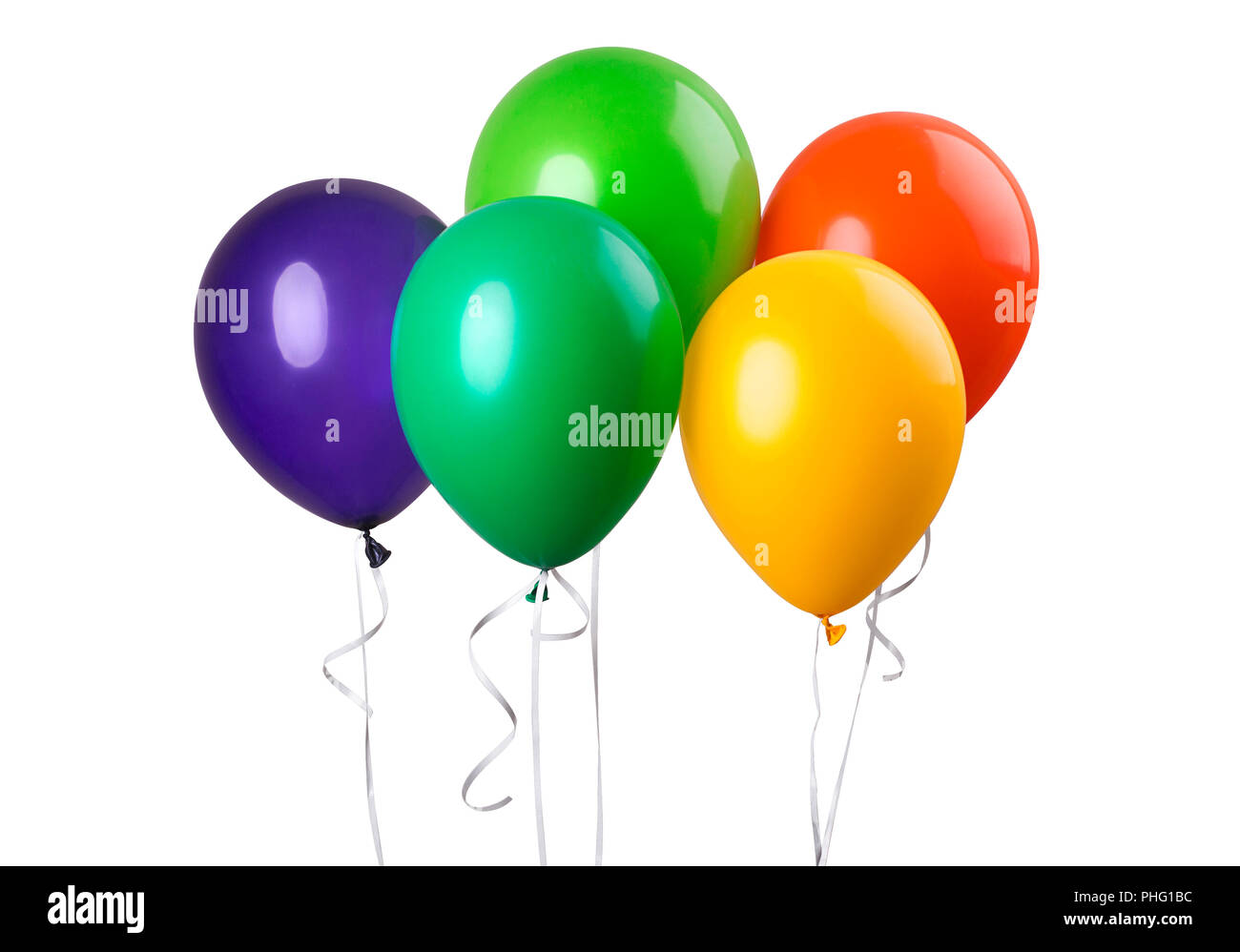 Five balloons isolated on a white background. Party decoration for ...