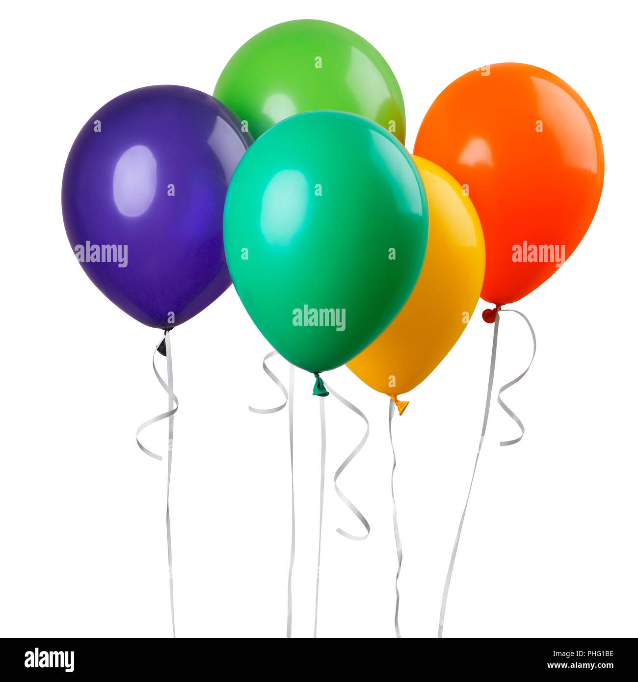 Five balloons isolated on a white background. Party decoration for ...