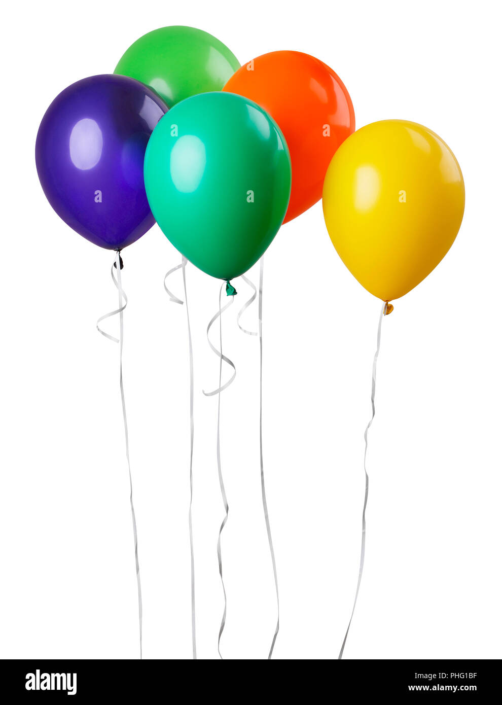 Five balloons isolated on a white background. Party decoration for ...