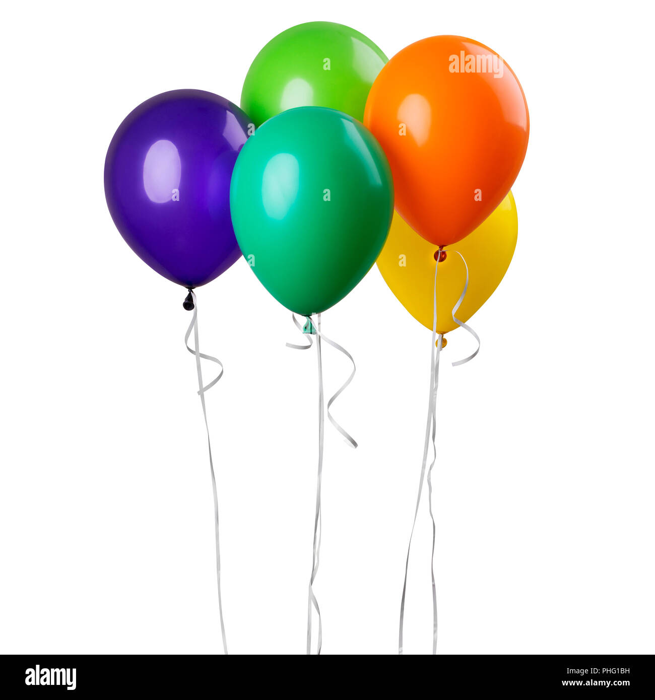 Five balloons isolated on a white background. Party decoration for ...