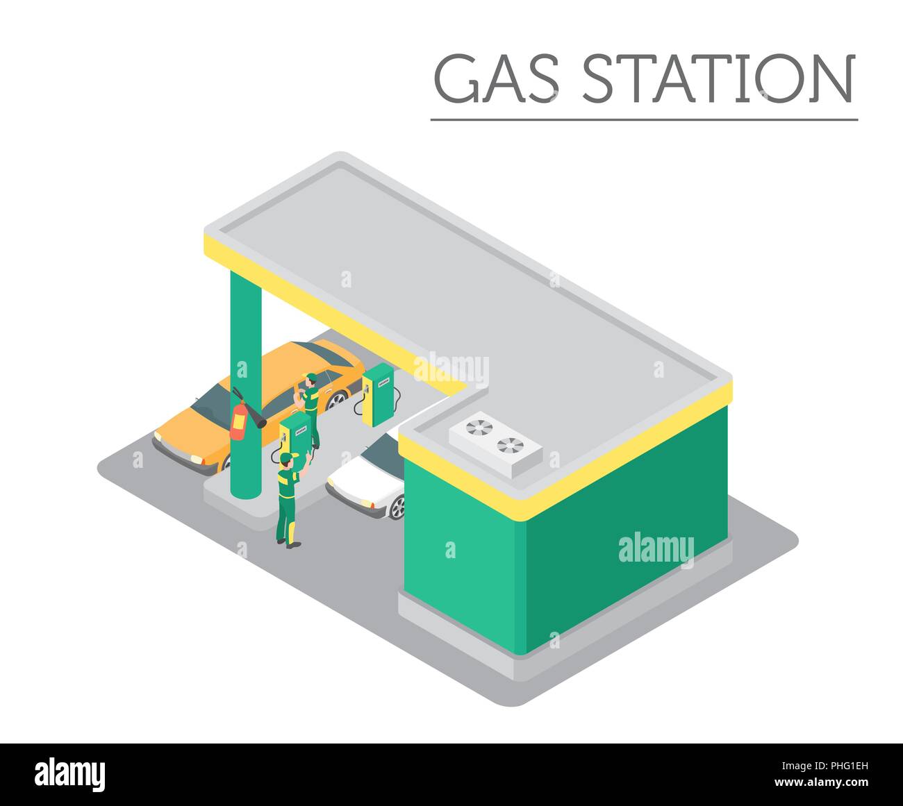 Flat 3d isometric Gas station and city map constructor elements such as ...